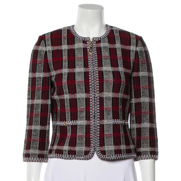 St. John | Jackets & Coats | St John Knits Jacket Red White And Black ...